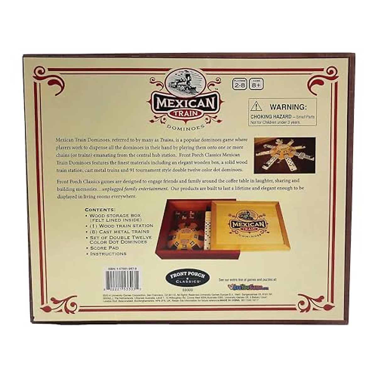 Front Porch Classics | Mexican Train Domino Set in Wooden Collector Box from Front Porch Classics for 2 to 8 Players Ages 8 and Up