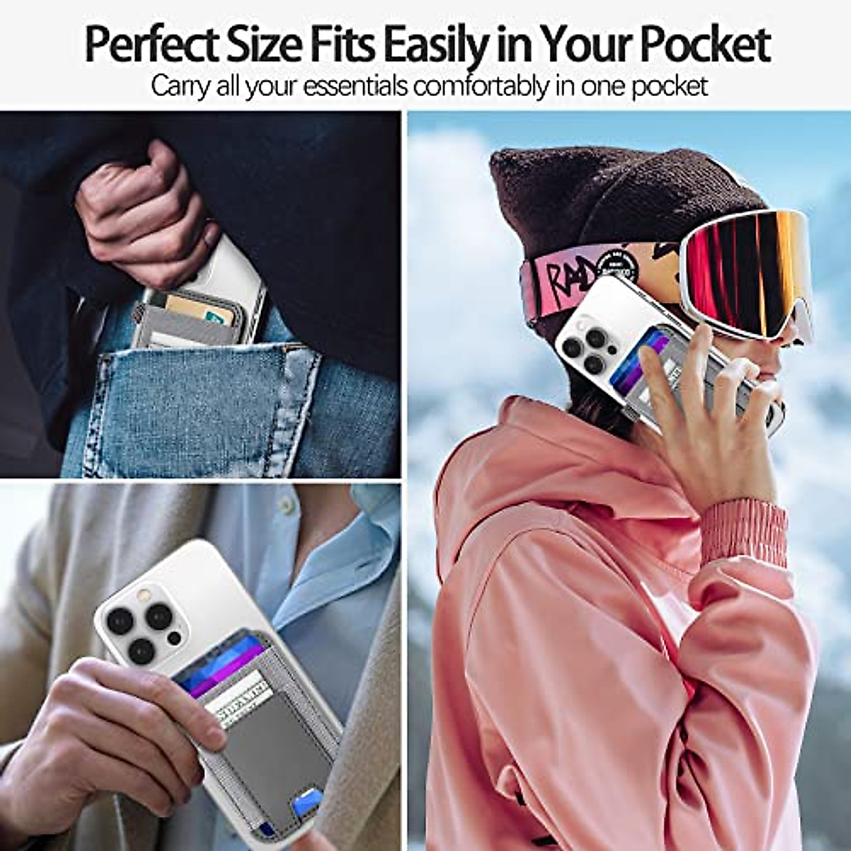 Magnetic Card Wallet Holder for MagSafe, Magsafe Wallet for Apple iPhone 14 Pro Max/14 Pro/14/14 Plus/13/12, MagSafe Leather Wallet, Magnetic Card Holder for iPhone 14/13/12 Series, Fit 7 Cards, Gray