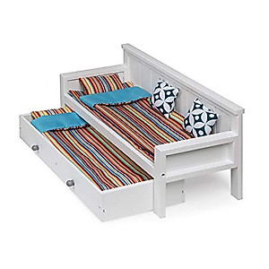 Badger Basket Toy Doll Sofa and Daybed Combo with Trundle Bed for 18 inch Dolls - White/Multi