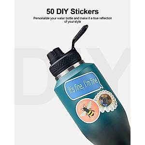 INSPI 40oz Insulated Water Bottle Fits in Car Cup Holders, Stainless Steel Water Bottle Tumbler with Straw Spout Lid & Stickers, Double Wall Travel Flask Keep Cold for 24 Hrs, Hot for 12 Hrs, Indigo