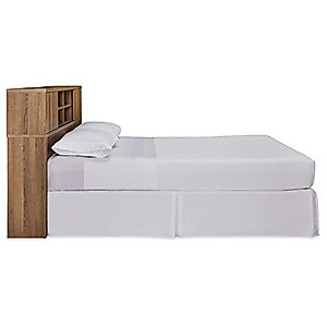 Signature Design by Ashley Thadamere Rustic Storage Headboard with USB Ports, King/California King , Light Brown