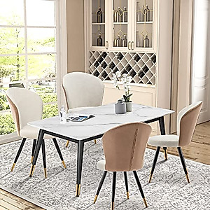 ALISH Dining Chairs, Modern Dining Chairs Set of 2, Uphosltered Dining Room Chairs Kitchen Chairs Desk Chairs Armless Side Chairs Beige