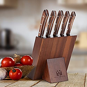 Vestaware Knife Set, 6-Piece Kitchen Knife Set with Block Japanese HC Steel Chef Knife Set Professional, Forged Knives Set with Block Wooden