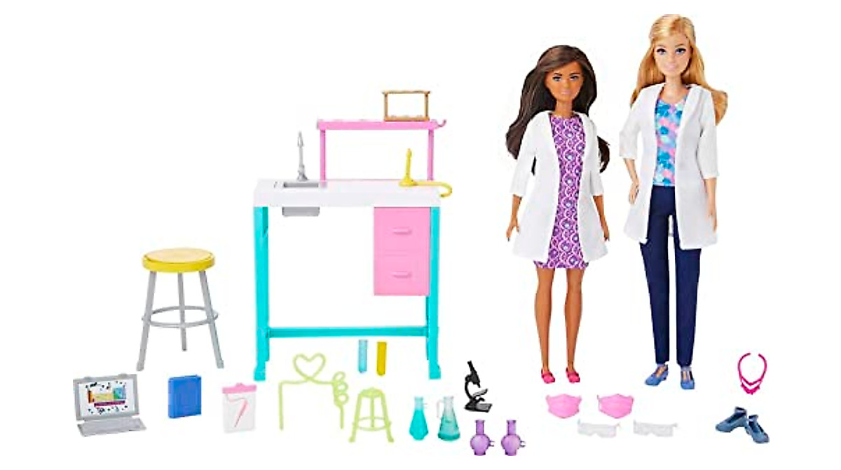 Barbie Science Lab Playset with 2 Dolls, Lab Bench and 10+ Accessories ...