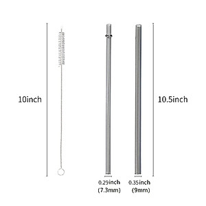17 Packs - Two Wides 10.5inch Plastic Straws Reusable,Long straws for Tumbler/Smoothies/Milkshakes, Straws cleaner, unbreakable BPA free Hard Plastic Straws with Cleaning Brush, Kids Straws