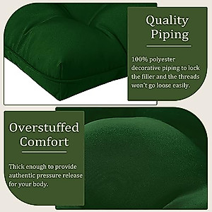 LOVTEX Indoor/Outdoor Tufted Seat Cushions for Patio Furniture Set of 2, 19x19 in Green Outdoor Chair Cushions - Overstuffed Patio Furniture Cushions for Wicker Chair with Round Corner