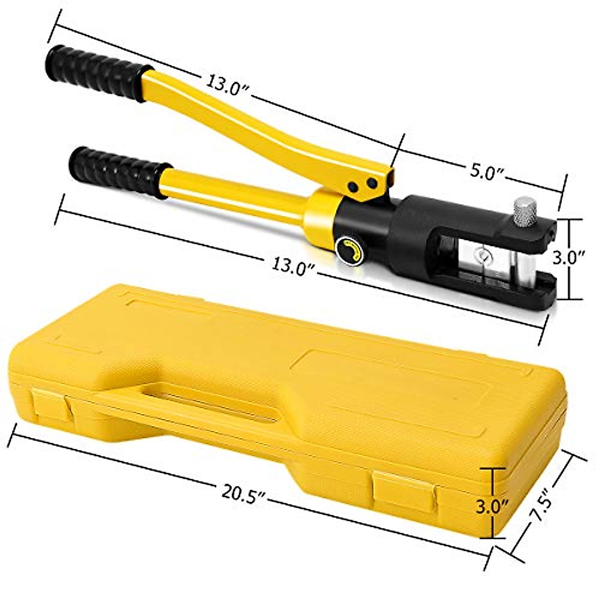 Goplus 16 Ton Hydraulic Crimping Tool, 6 AWG to 600 MCM Battery Cable Lug Terminal Wire Crimper Tool Kit w/ 11 Pairs of Dies
