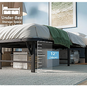 ZIYOO Heavy Duty Folding Bed Frame Queen Size, 14" High Sturdy Steel Slats Support for Mattress, Metal Platform Bed Frame Queen Size, No Box Spring Needed, Quick Assembly, Noise Free, Black