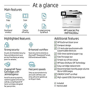 HP Laserjet Pro Multifunction M428fdw Wireless Laser Printer (W1A30A) (Renewed)