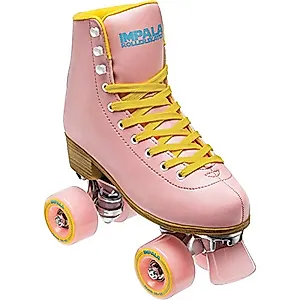 Impala Rollerskates Girl's Impala Quad Skate (Big Kid/Adult) Pink/Yellow 8 (US Men's 6, Women's 8) M