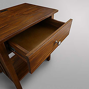 Casual Home Vanderbilt Nightstand with USB Ports-Warm Brown, 24"L x 17"W x 27"H