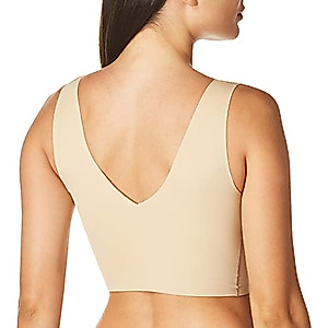 Calvin Klein Women's Plus Size Invisibles Comfort Seamless Lightly Lined V Neck Bralette Bra, Bare, 1X
