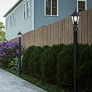 Revtronic Outdoor Post lights Hard Wired, Waterproof Column Lantern with Clear Glass Shade, Anti-Rust Pillar Mount Sconce Electric Powered, Matte Black Pole Lamp for Yard, Porch, Outside House, 2 Pack