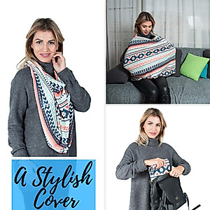 Premium Soft - Baby Car Seat Canopy, Nursing Cover, Breastfeeding Cover, Shopping Cart Cover, Stroller Sunshade, High Chair Cover, Car Seat Covers for Girls and Boys, Baby Seat Cover - Aztec