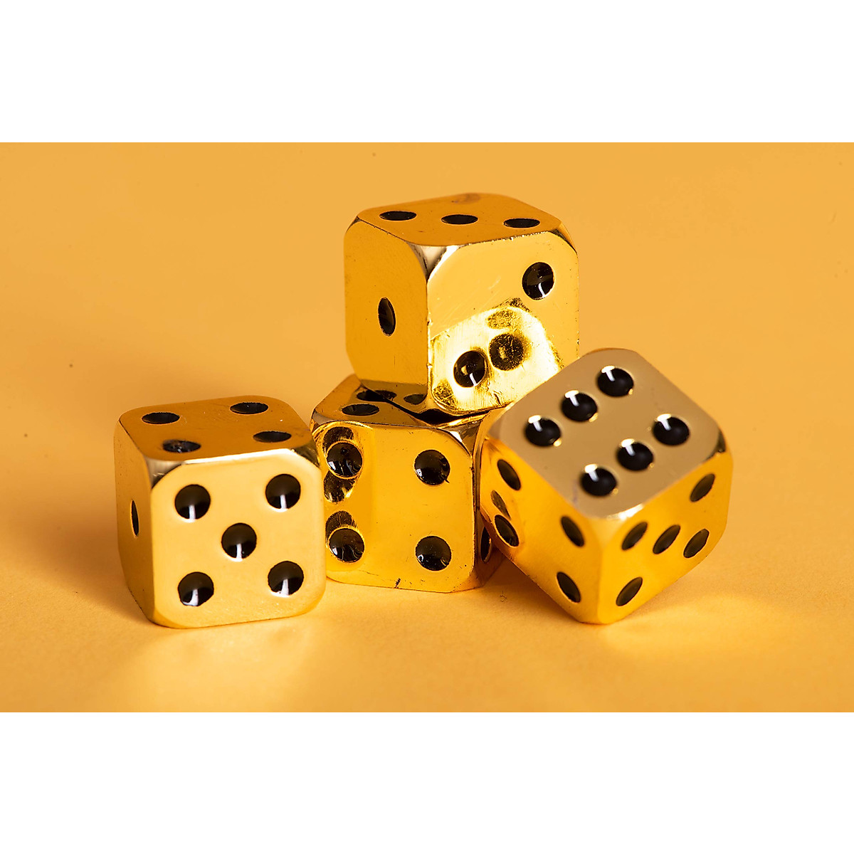 Gold Games Gold Dice Set 2-Pack, Play in Style, Water-Resistant Luxurious Metal Alloy, Great Addition to Any Game or Dice Collection, Perfect Novelty Gift