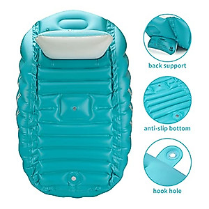 SHXKUAN Inflatable Bathing Tub for Toddler,Non Slip Safety Thick Cushion Central Seat,Portable Travel Seat Baths Baby Swimming Pool for 0-5 Year(Blue)