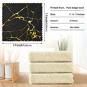Dish Cloths Dish Towels Kitchen Towels 6 Pack Sets Absorbent Golden Black Mable Soft Decorative Reusable Nonstick Oil Washable