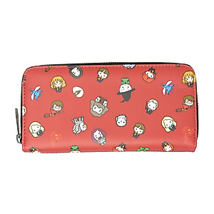 Loungefly Harry Potter Chibi Characters Maroon Allover Print Zip Around Wallet