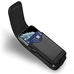 ykooe PU Holster for iPhone 14 13 12 11 Pro Max, XR, XS MAX, 8 Plus Samsung Galaxy S22 S20 S21 FE Note 20 S21 Ultra Plus A13 A12 A32 A42 A52 A53 Moto G Nylon Phone Carrying Pouch with Card, Black