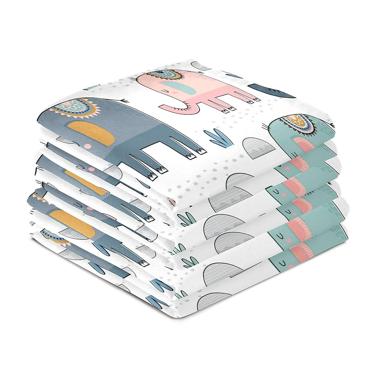 Kigai Elephant Kitchen Towels, 18 x 28 Inch Super Soft and Absorbent Dish Cloths for Washing Dishes, 4 Pack Reusable Multi-Purpose Microfiber Hand Towels for Kitchen