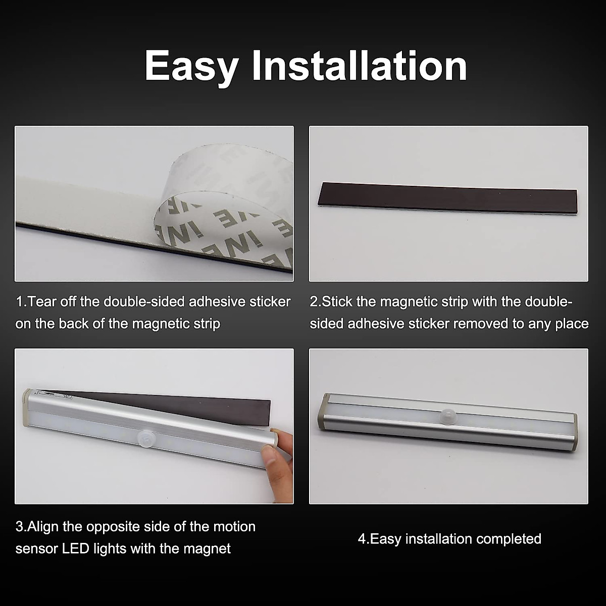 CCBASEBALL Motion Activated RV Step Lights, 10 LED Battery Operated Motorhome Motion Sensor led Light Strip, Magnetic Night Light Bar for Motorhome Travel,Travel Trailers, Camper (2 Pack)