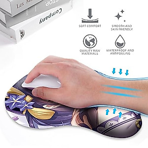 Waynexzavier Genshin Impact Computer Mouse Pad with Wirst Rest Gaming Mouse Pad Cute Computer Mouse Mat 3D Gel Mouse Pad (Raiden)