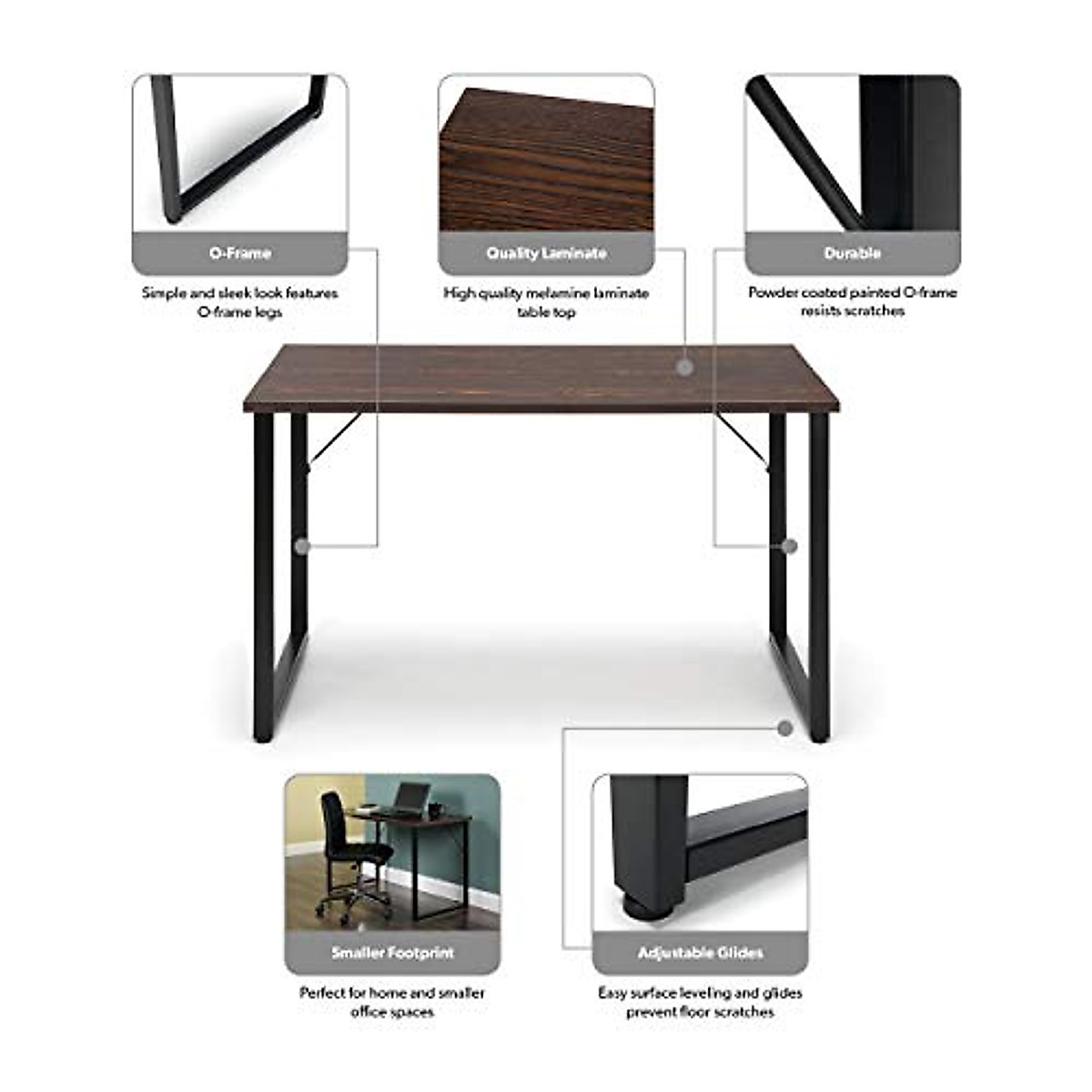 OFM ESS Collection Modern 48" O-Frame Computer Desk, Wenge