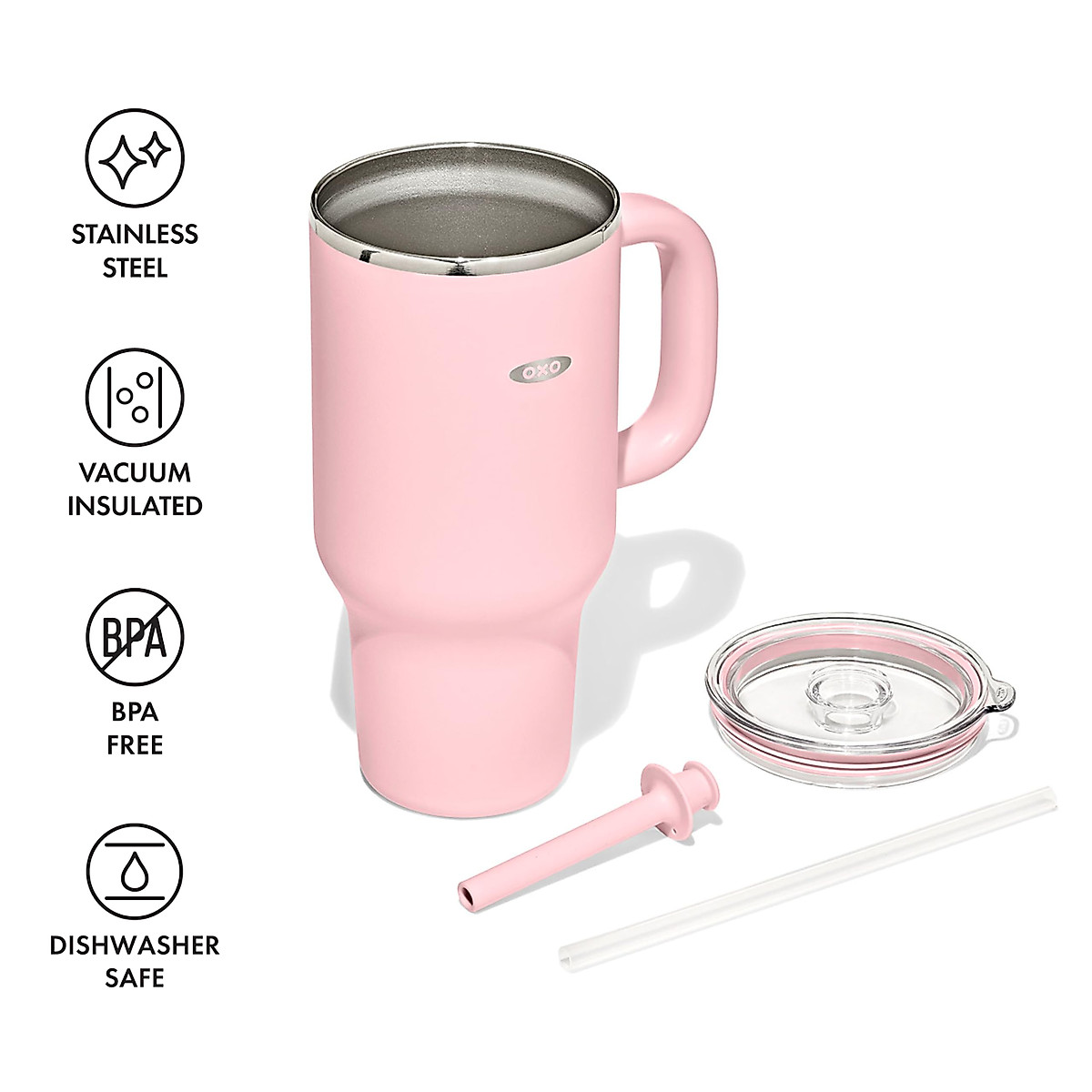 OXO Strive XL Tumbler with Handle – 40 oz. – Rose Quartz