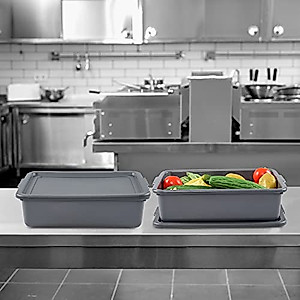 Ggbin 13 L Commercial Bus Tub with Lid, Grey Restaurant Bus Bin, 3 Packs