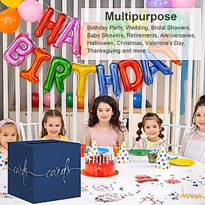 Navy Blue Card Box with Silver Foil Design Wedding Card Box Gift Cards Receiving Box for Party Graduation Bridal or Baby Showers, Raffle Ticket Box Money Box for Birthday Retirements Anniversaries