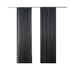 SweetEasy 2pcs 5ftx10ft Photography Backdrop Cloths Panel Curtains for Birthday Wedding Party Event Festival Reception Event Celebration Graduation Ceremony Background Stage Decoration(Black)