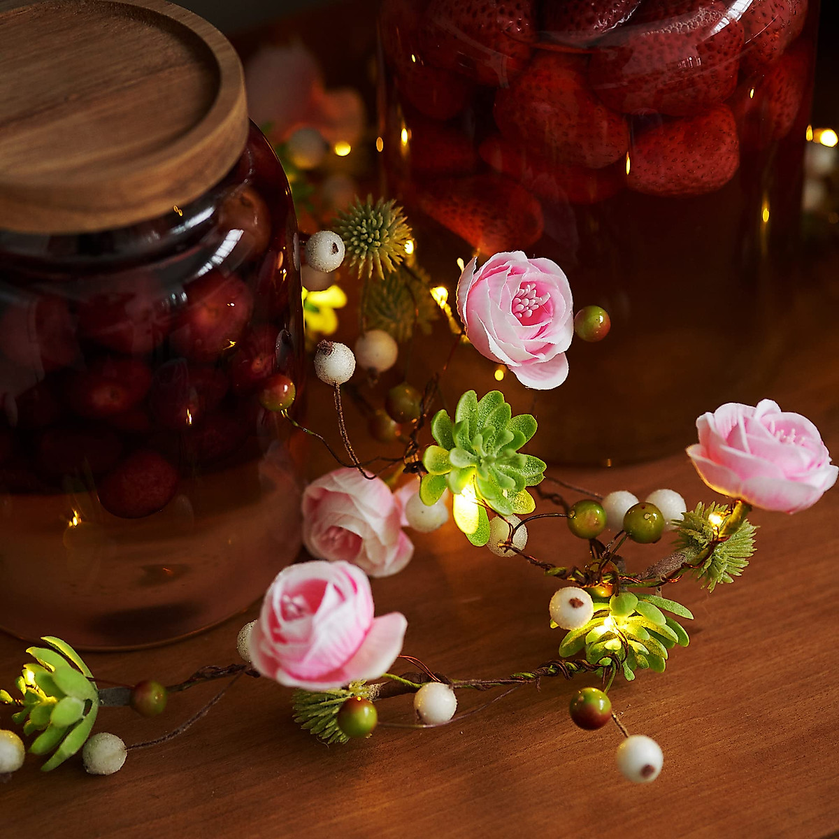 MIYA LIFE Easter Decorations Fairy String Lights | Battery Operated & Remote Controlled Bunny, Butterfly, Daisy and Rose Garland for Festive Spring Home Décor (Rose Garland)