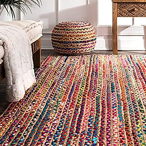 nuLOOM Aleen Bohemian Cotton/Jute Area Rug, 6' x 9', Multi