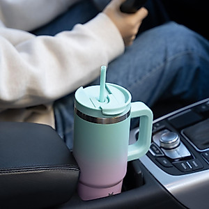 BJPKPK 30 oz Stainless Steel Tumbler With Handle Insulated Tumblers With 2 Straw Travel Coffee Mug With Lid,Bubble Gum