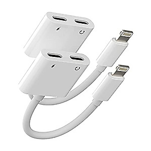 2pack,Compatible for iPhone Headphone Adapter Double Compatible with Lightning Port to Audio Jack and Charger Earphone Charging Splitter 11 12Mini pro xs xr 7 8 for ipad Connector Converter for Apple