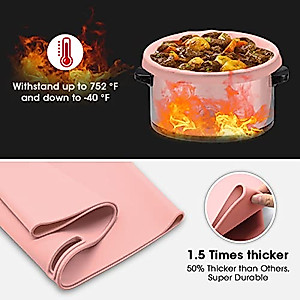 2 Pack Slow Cooker Liners - Reusable Crock pot Divider, Safe Silicone Cooking Bags Fit 7-8 Quarts Oval or Round Pot (Fit 7-8 Quarts Grey+Pink)