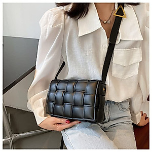 JBB Women Shoulder Bag Purse Woven Crossbody Handbags Small Square Bags Designer Handbag Padded Cassette Clutch Brown