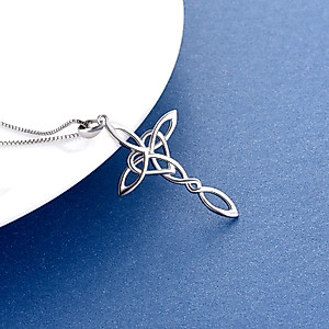 Womens Cross Necklace Gifts Sterling Silver Religious Irish Infinity Love Heart Irish Celtics Necklace Jewelry Mothers Day Birthday Gifts for Women