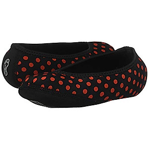 Nufoot Ballet Flats Women's Shoes Foldable & Flexible Flats Slipper Socks Travel Slippers & Exercise Shoes Dance Shoes Yoga Socks House Shoes Indoor Slippers Black with Red Polka Dots Small
