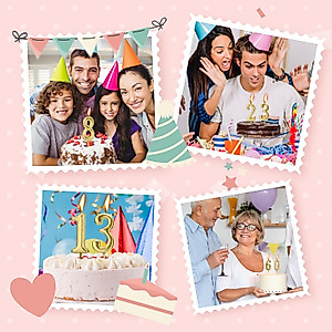 Beanlieve 10-Pieces Numeral Birthday Candles - Cake Numeric Candles Number 0 1 2 3 4 5 6 7 8 9,Used for Cake Decoration on Birthday Parties and Wedding Anniversary Celebrations(Champagne Gold)