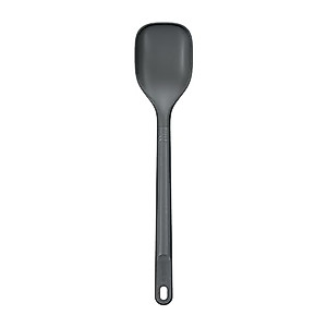 Zyliss E980228 Medium Cooking Spoon, Sustainable Wheatstraw/Nylon, Non Stick, Heat Resistant Silicone Head, Kitchen Utensil, Beluga Grey, 12.1" x 2.5", Dishwasher Safe, 5 Year Guarantee
