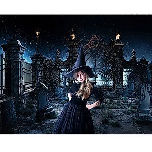 Maijoeyy 7x5ft Halloween Backdrops Graveyard Backdrops for Photography Scary Cemetary Photo Backdrop Halloween Party Backdrop for Kids Photography Props
