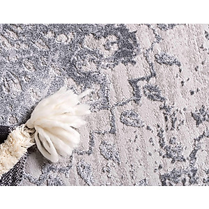 Unique Loom Aberdeen Collection Area Rug - Derbyshire (5' 1" x 8' Rectangle, Gray/ Navy Blue)