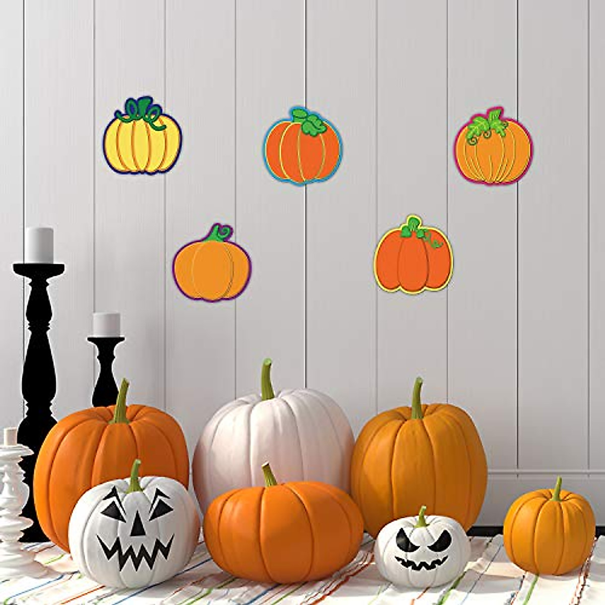 40 Pieces Pumpkin Cutouts Classroom Decoration Pumpkin Cutouts with Glue Point Dots for Bulletin Board Classroom School Fall Theme Thanksgiving Party, 5.9 x 5.9 Inch