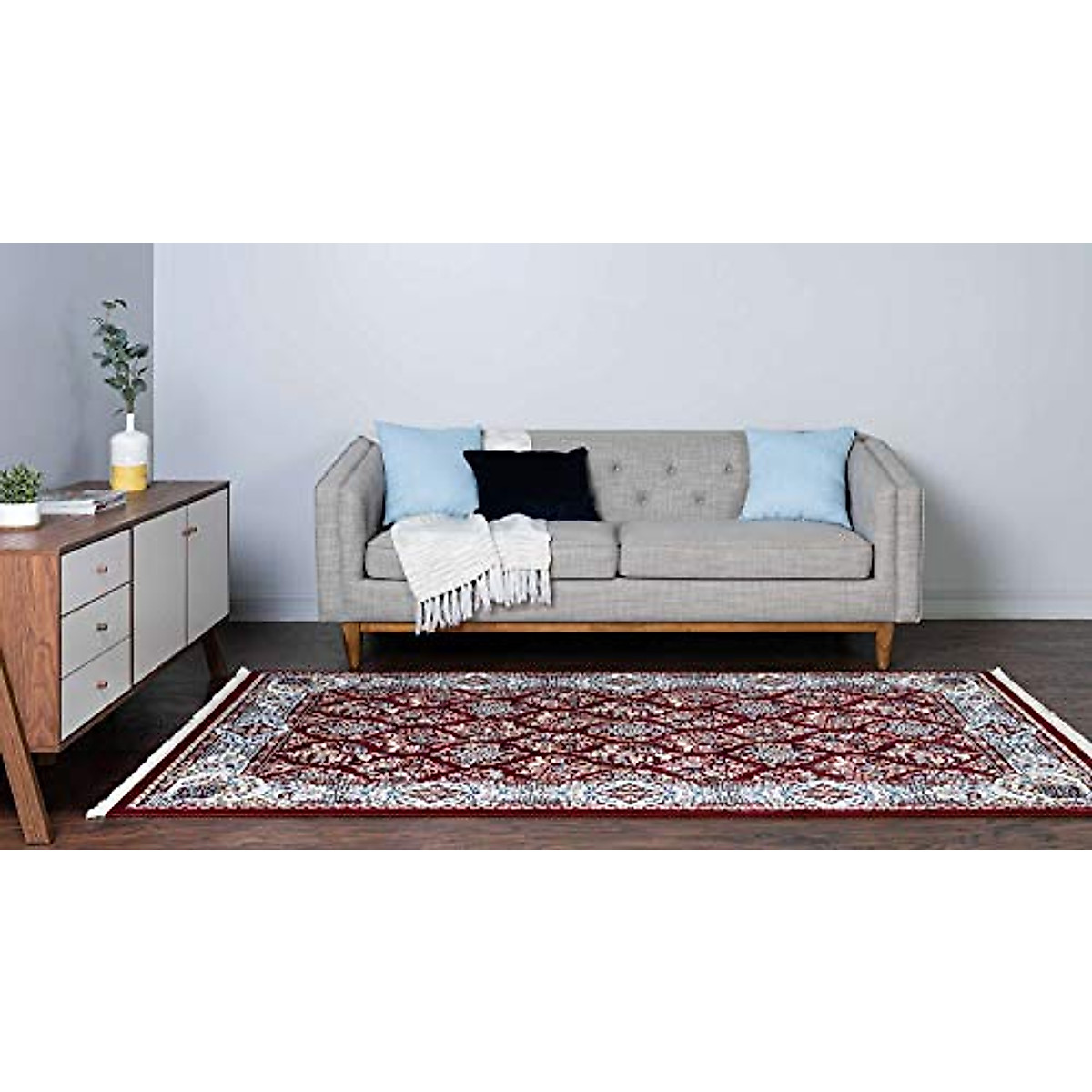 Unique Loom Narenj Collection Classic Traditional Textured Repeat Design Area Rug, 5' 0" x 8' 0", Burgundy/Tan