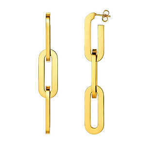 Oversize Statement Earrings Fashion 18K Gold Plated Long Dangle Square Hoop Earring Asymmetrical Earrings for Women