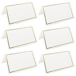 50 Pack Tent Cards with Gold Foil Border for Weddings, Banquets, Events, 2 x 3.5 Inches