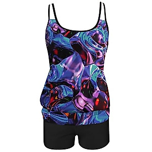 B2prity Tankini Top for Women Swimwear Top Only Tummy Control Bathing Suits Modest Swimsuits Blouson Swim Tank Top No Bottom