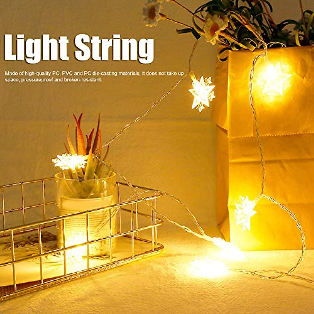 Pinsofy Party Light String, 3pcs 5.2ft String Lights LED String Light, Curtain String Light Fairy String Lights for Weddings Christmas Trees Home Garden