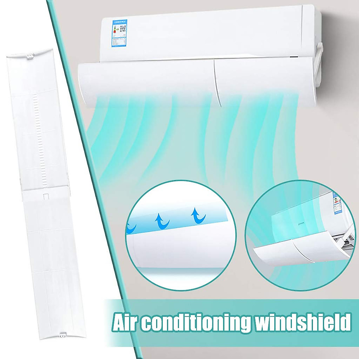 YYYP Retractable Air Conditioner Air Deflector, Universal Adjustable Air Conditioning Deflector Air Diverter Cover Telescopic Anti-Wind Baffles Anti Direct Blowing Windshield Wind Guide (White)
